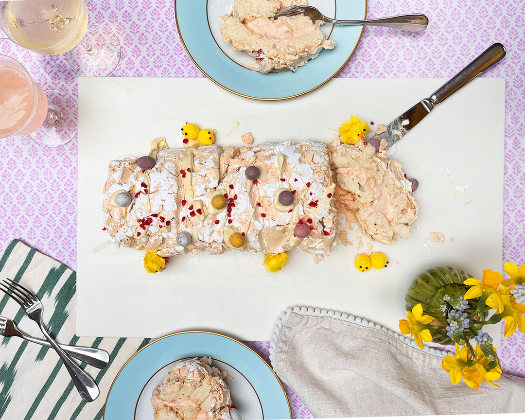 Rhubarb & Ginger Meringue Roulade – byRuby